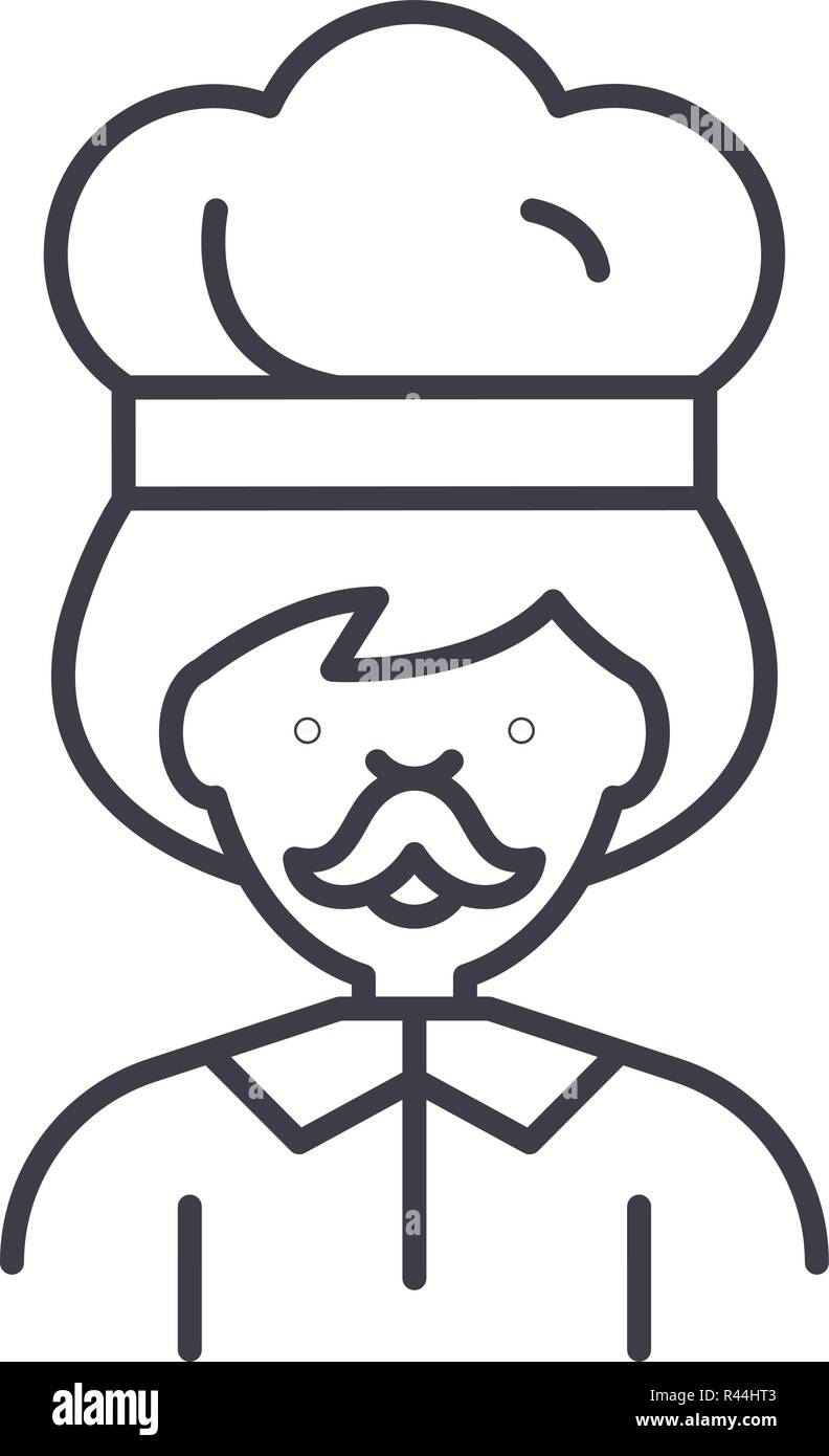 Male cook line icon concept. Male cook vector linear illustration ...