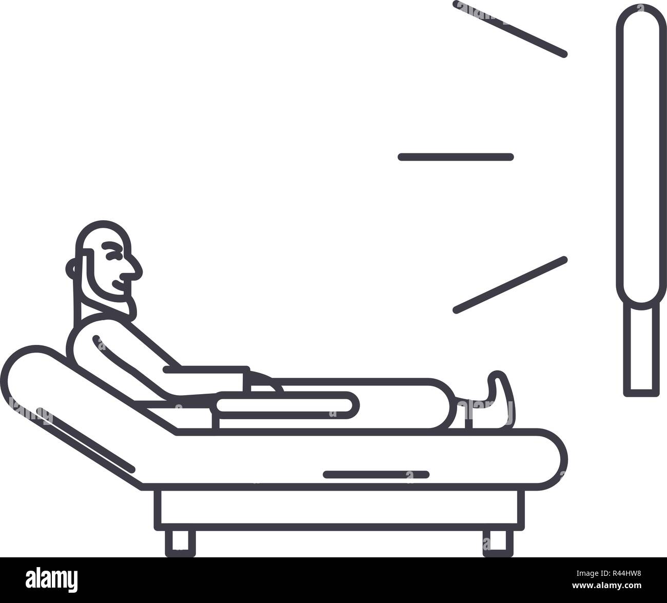 Man watching tv line icon concept. Man watching tv vector linear ...