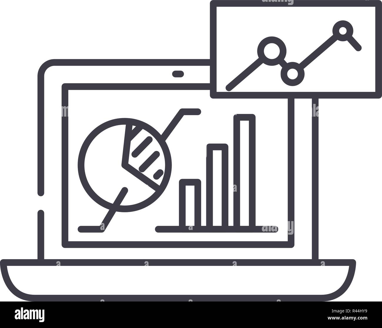 Marketing analysis line icon concept. Marketing analysis vector linear illustration, symbol ...