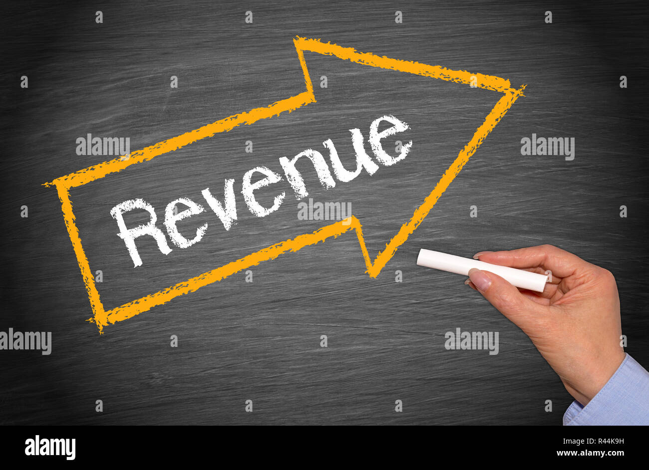 Revenue - arrow with text Stock Photo - Alamy