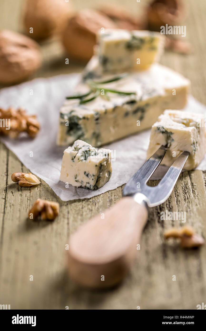 Slices of danish blue cheese Stock Photo - Alamy