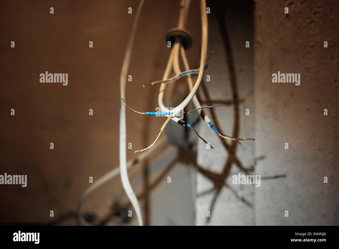 installation of new electrical wiring in the house Stock Photo - Alamy