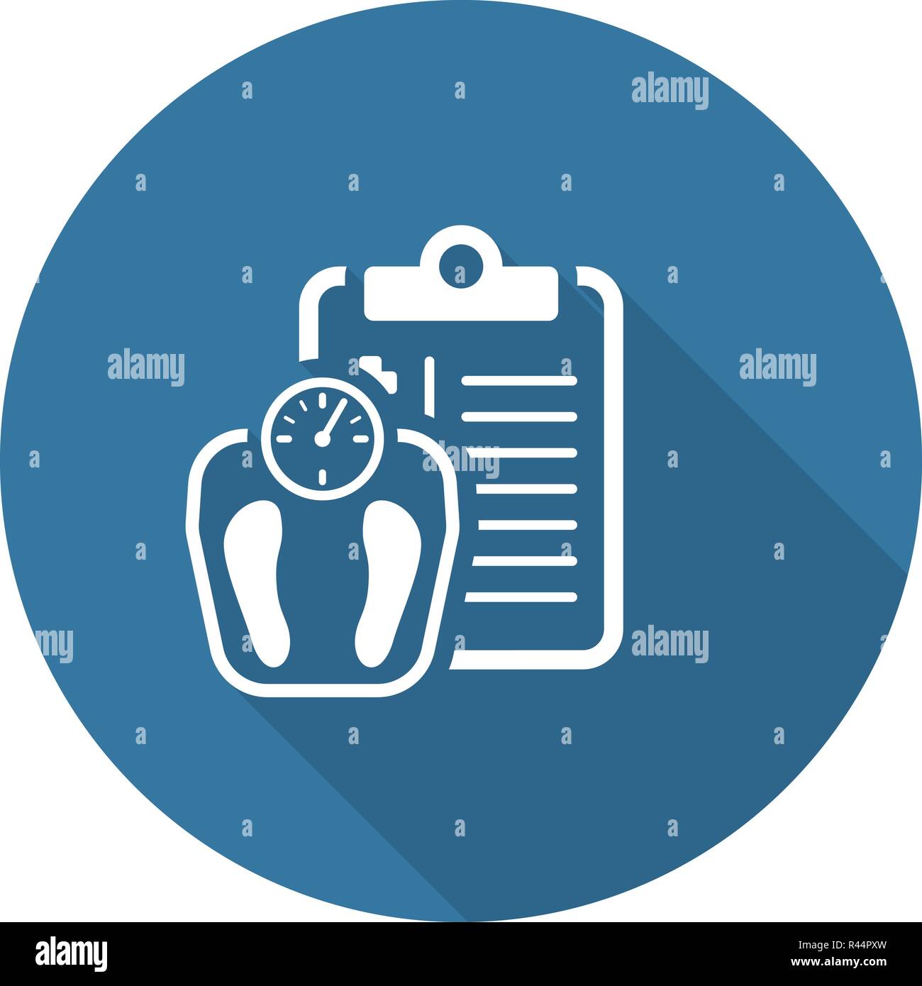 Weight Management and Medical Services Flat Icon Design. Clipboard with ...