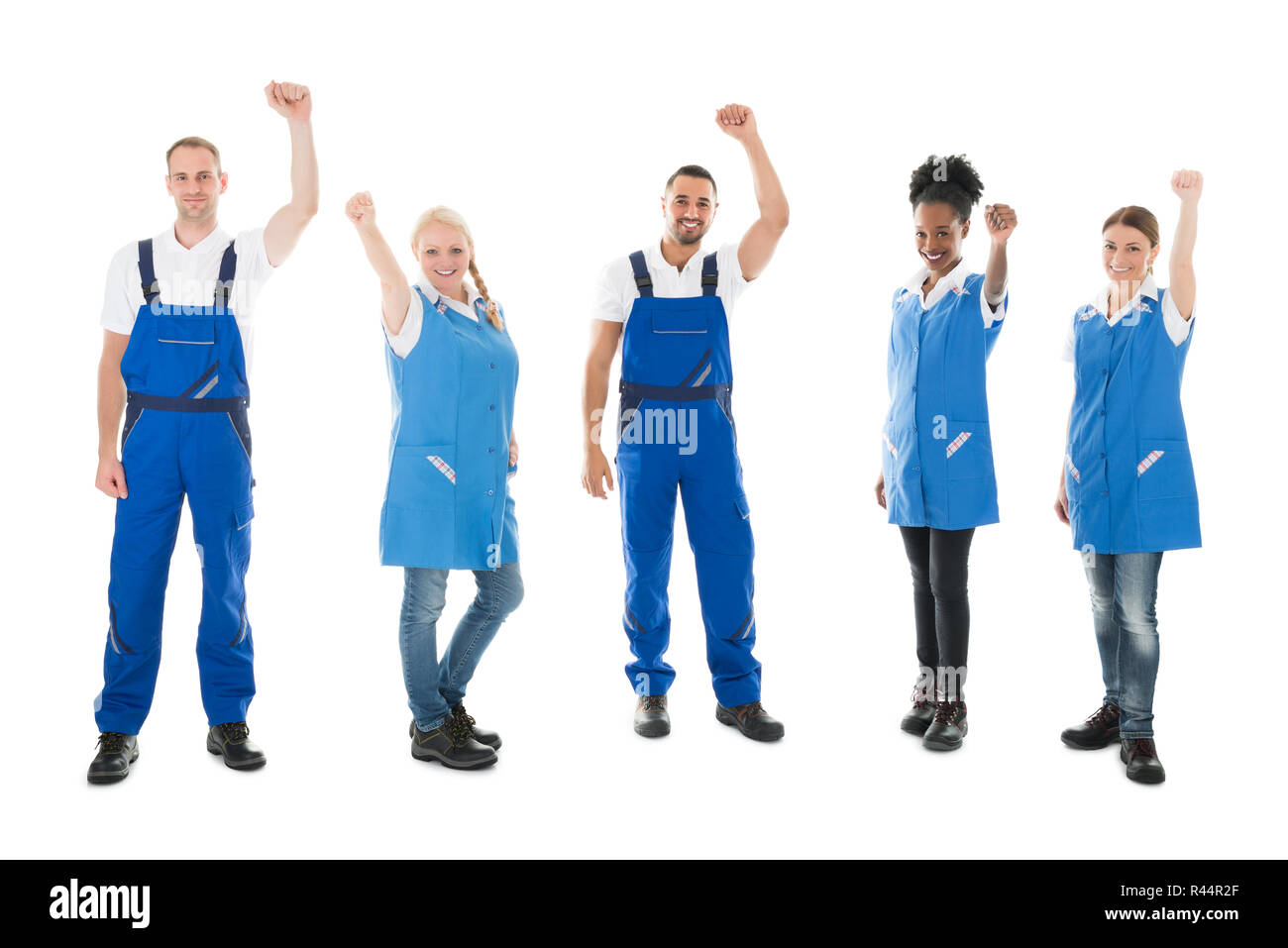 Portrait happy janitors cleaning hi-res stock photography and images ...