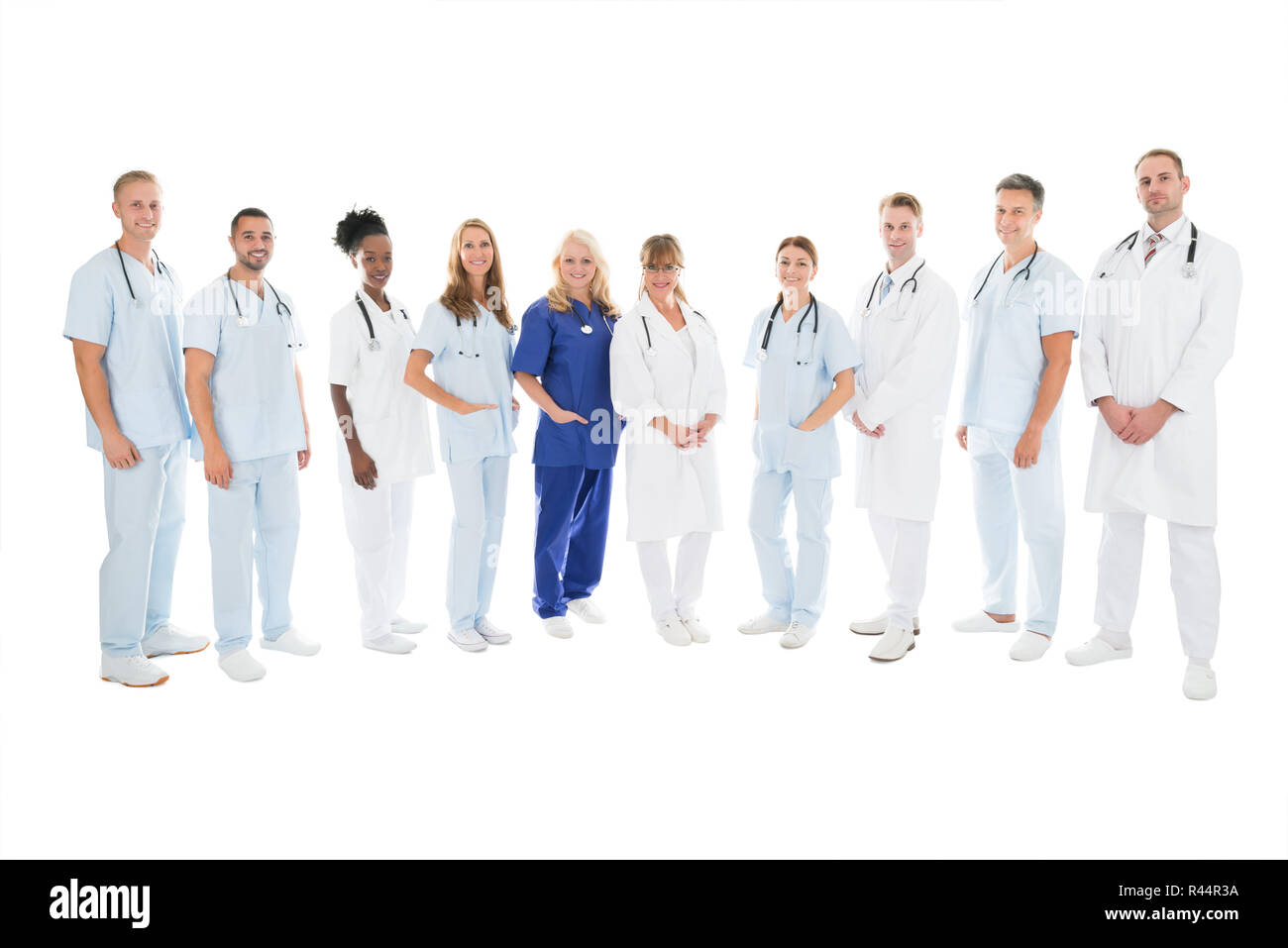 Confident Multiethnic Medical Team Standing In Row Stock Photo - Alamy