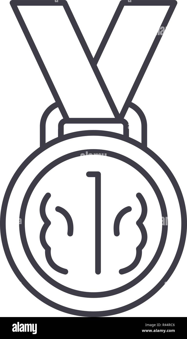 Medal first place line icon concept. Medal first place vector linear ...