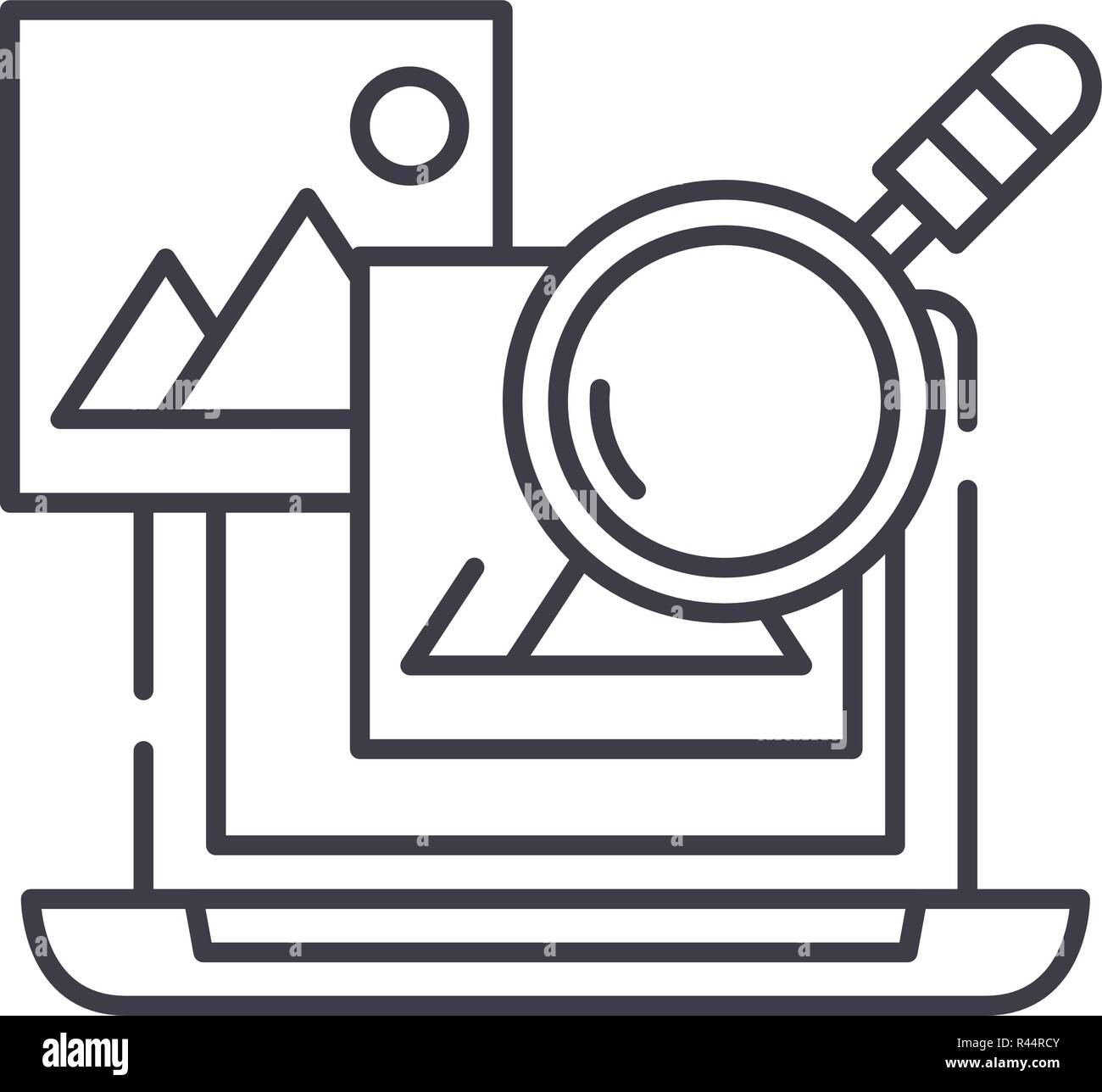 Media analysis line icon concept. Media analysis vector linear ...