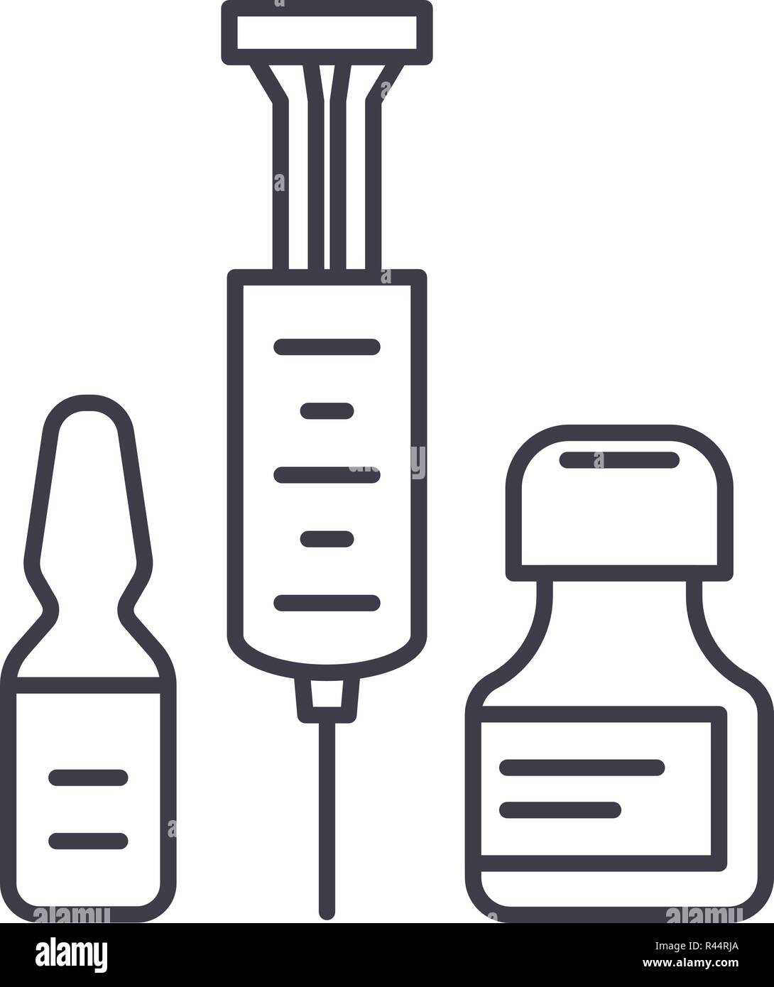 Medical shots line icon concept. Medical shots vector linear ...