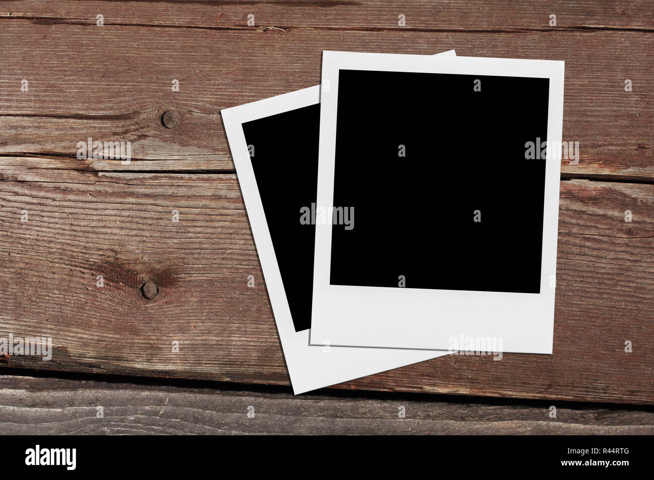 Retro realistic blank instant photo on wooden background Stock Photo ... Retro realistic blank instant photo on wooden background Stock Photo ...