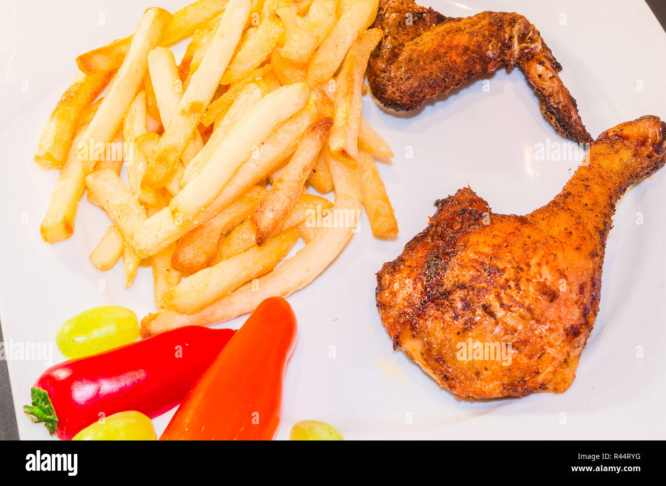 Half chicken and chips hi-res stock photography and images - Alamy