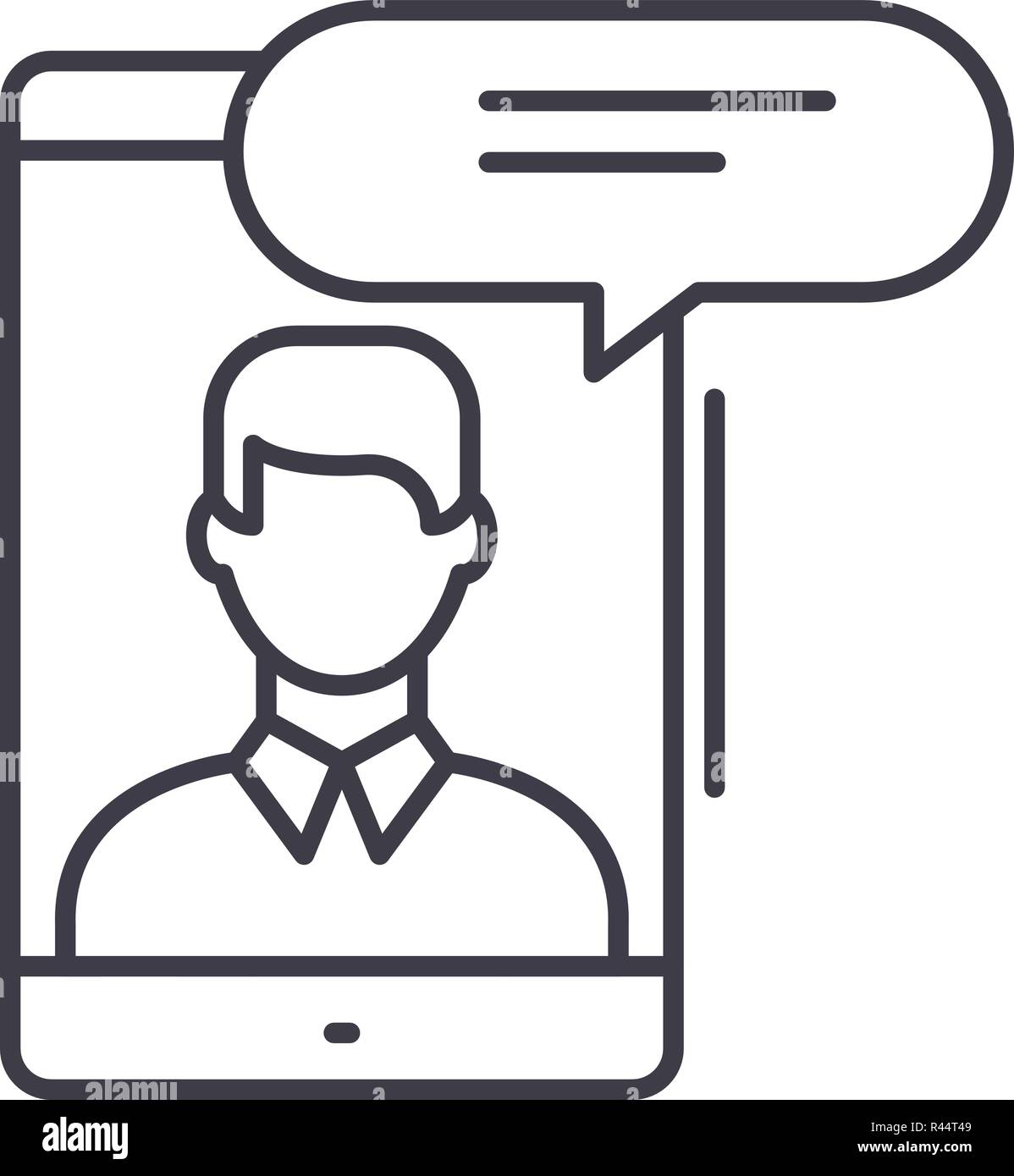 Mobile conversation line icon concept. Mobile conversation vector ... Mobile conversation line icon concept. Mobile conversation vector ...