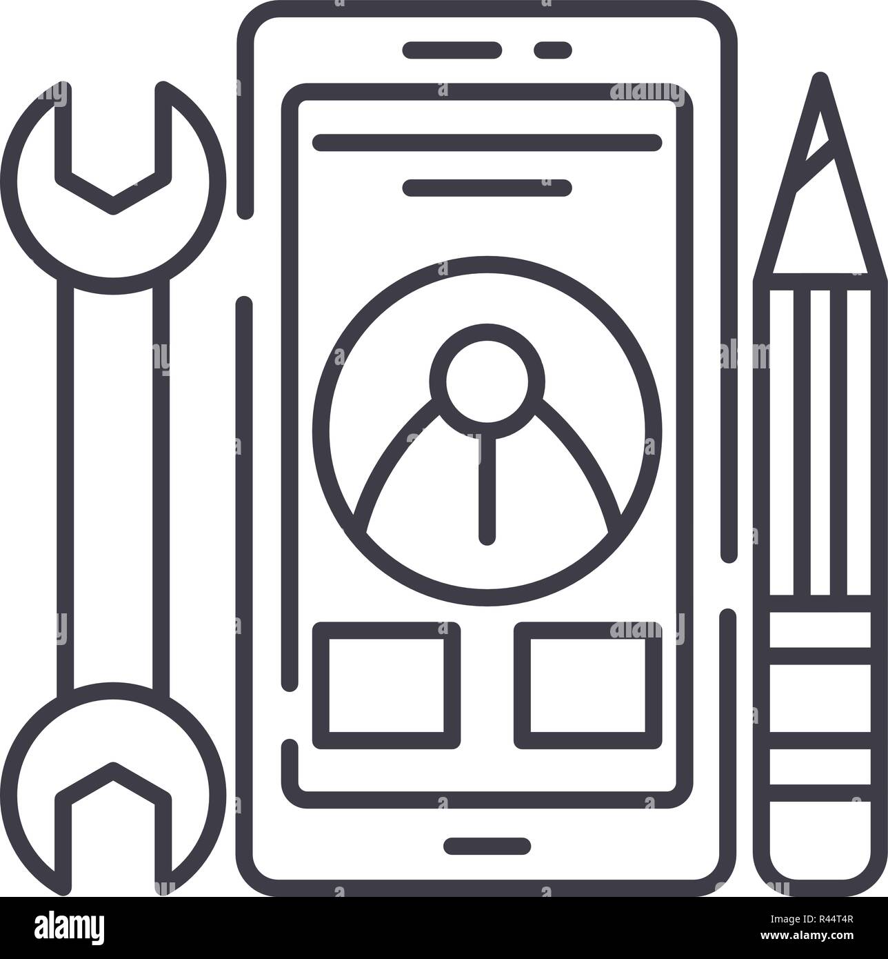 Mobile development line icon concept. Mobile development vector linear ... Mobile development line icon concept. Mobile development vector linear ...