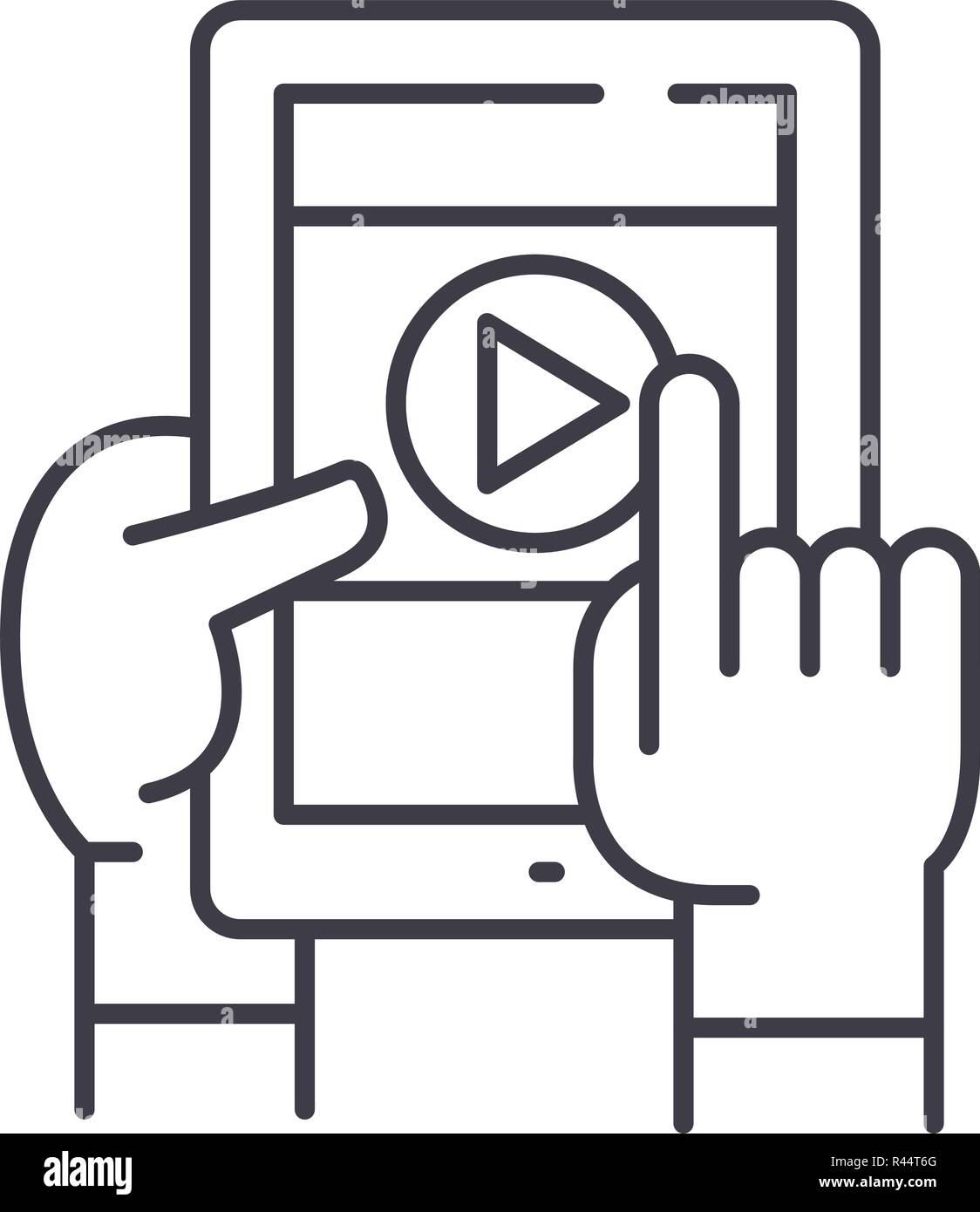 Mobile learning line icon concept. Mobile learning vector linear ...