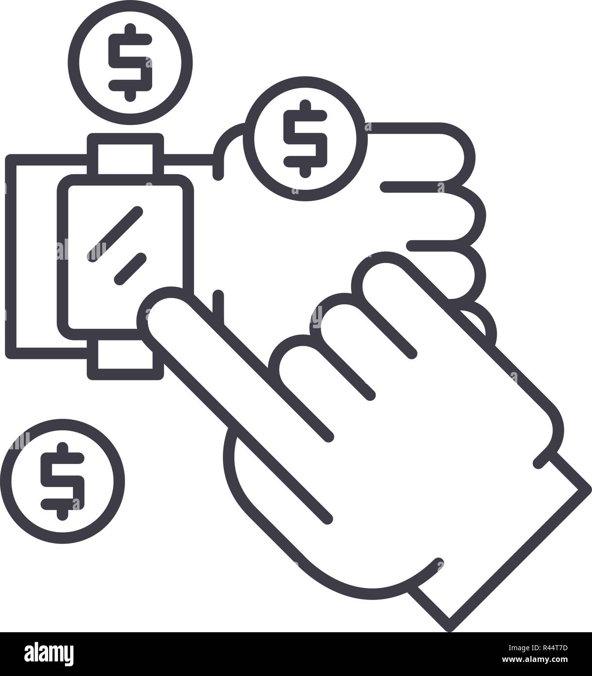 Mobile payments line icon concept. Mobile payments vector linear ...