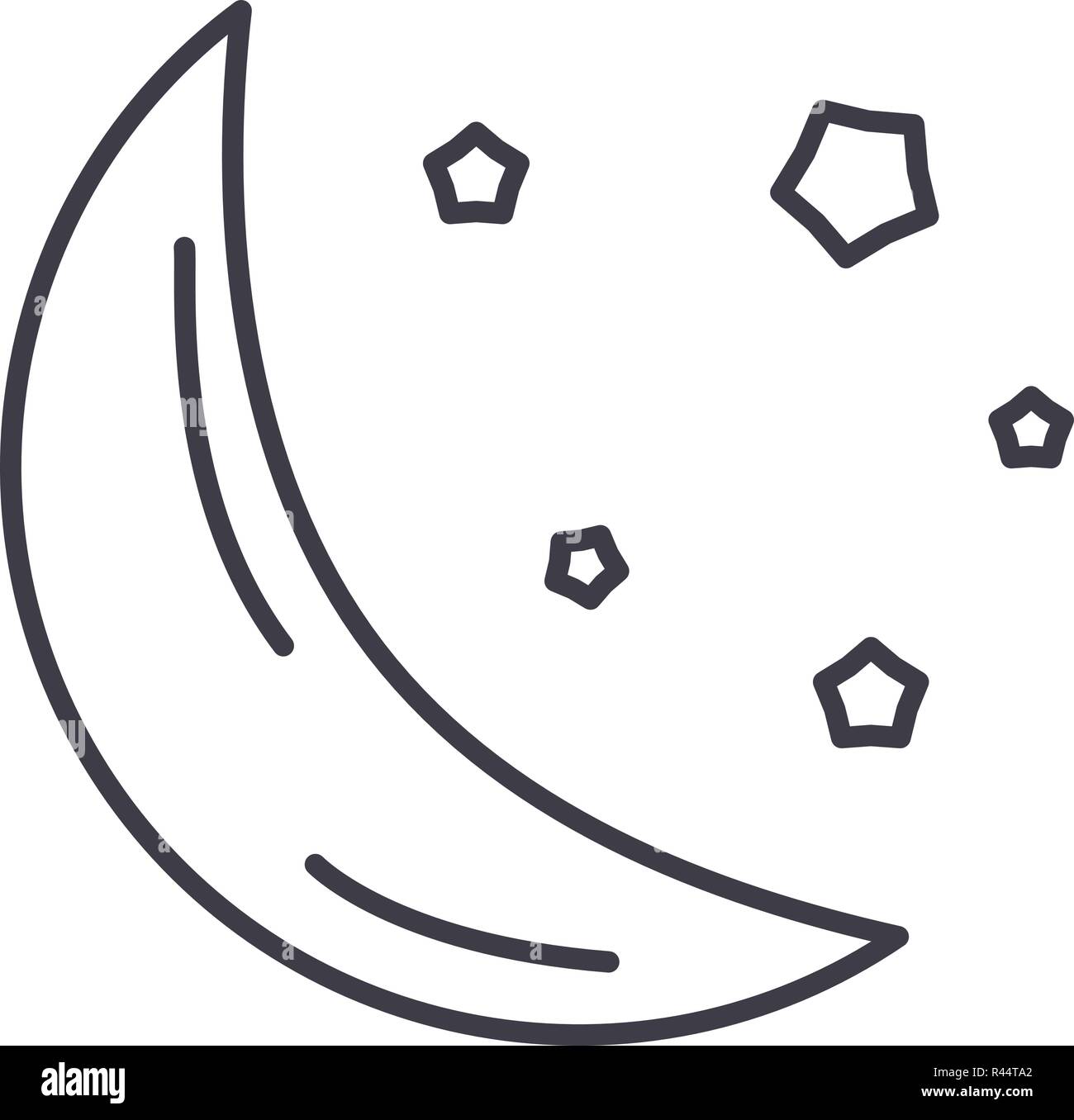 Moon line icon concept. Moon vector linear illustration, symbol, sign ...