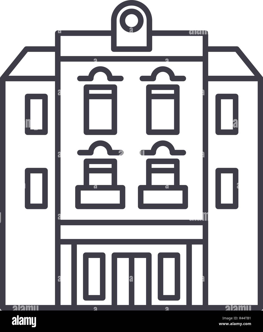Multi storey building line icon concept. Multi storey building vector linear illustration ...