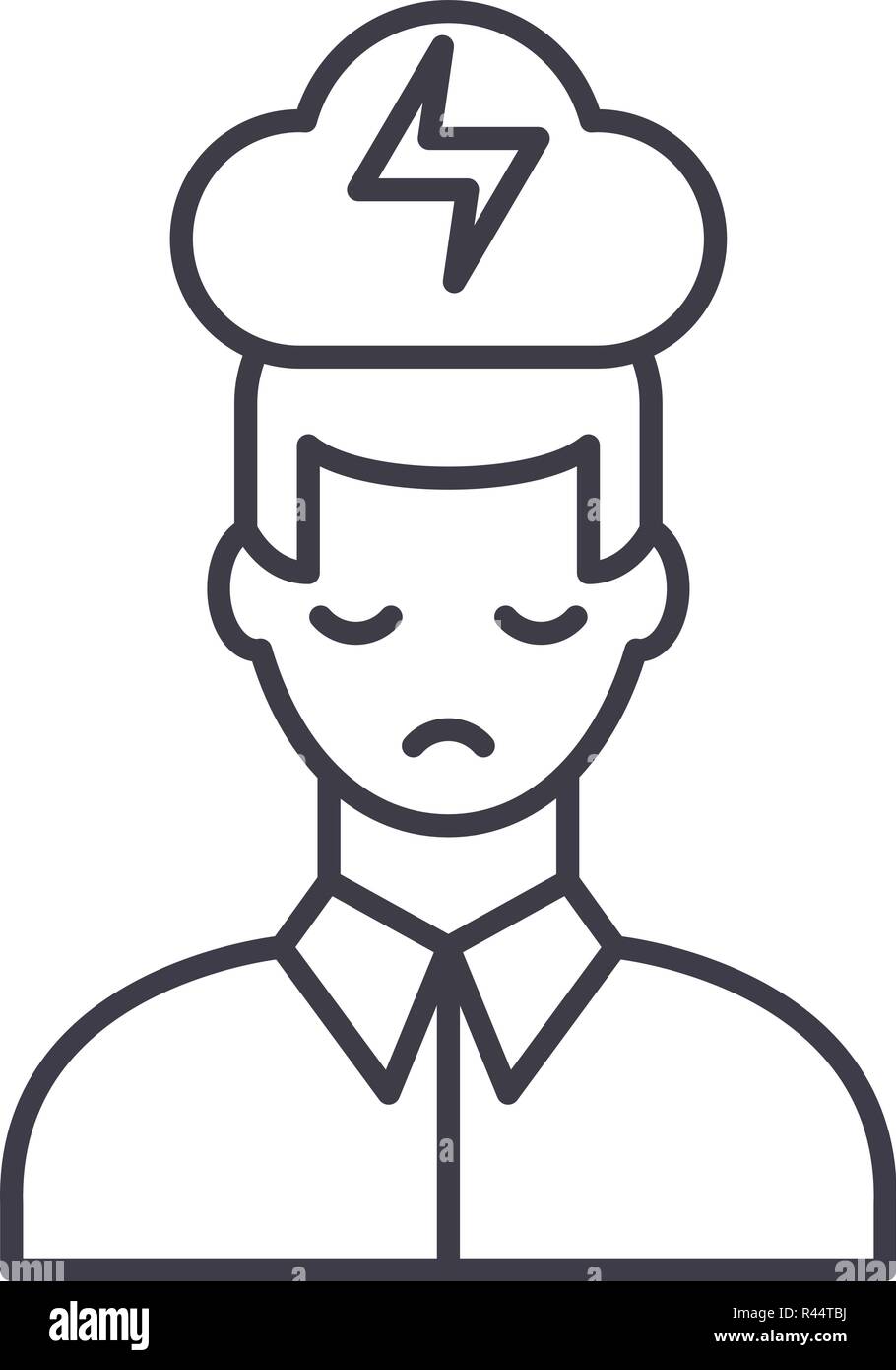 Nervous breakdown line icon concept. Nervous breakdown vector linear ...