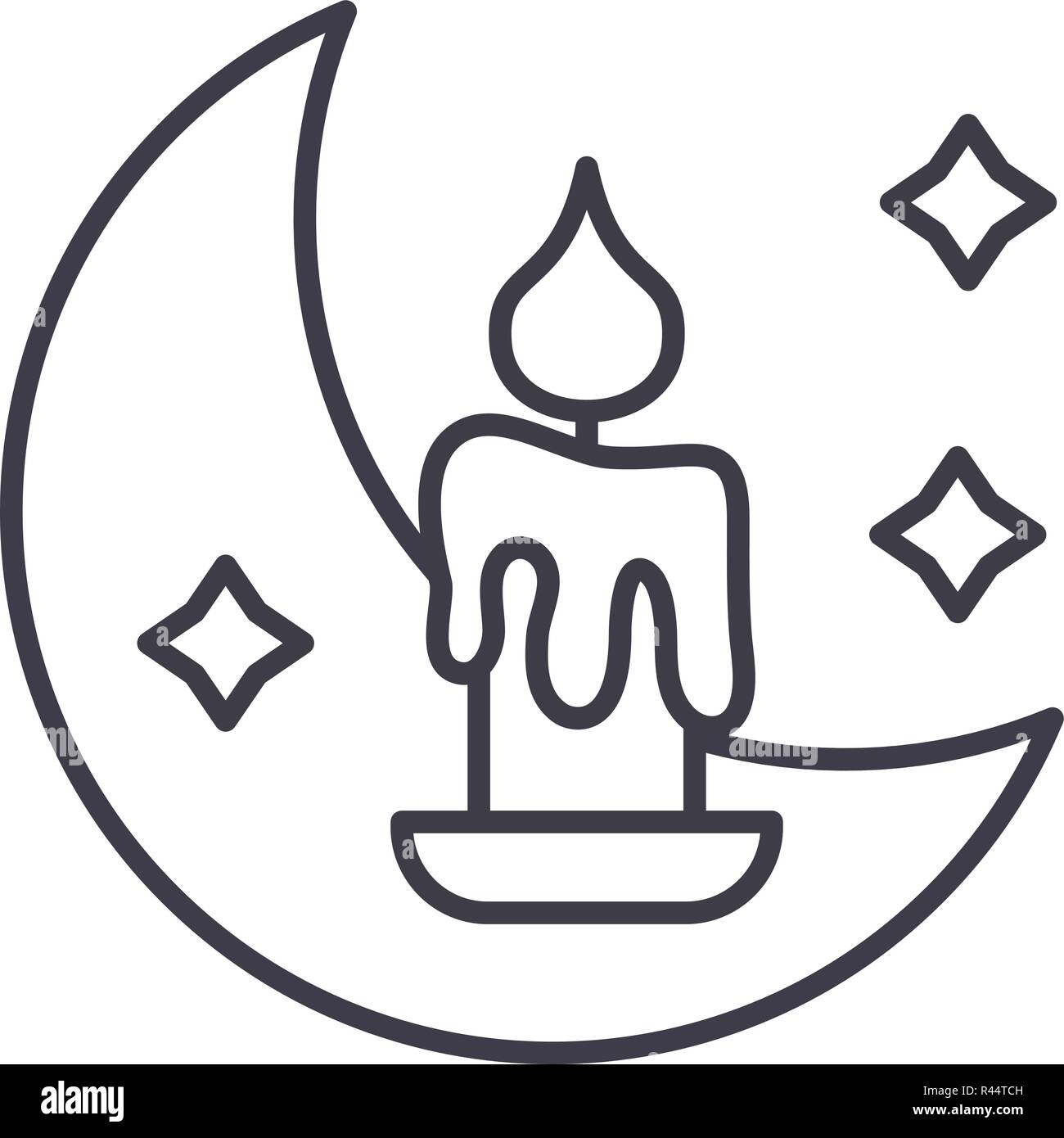 Night time line icon concept. Night time vector linear illustration ...
