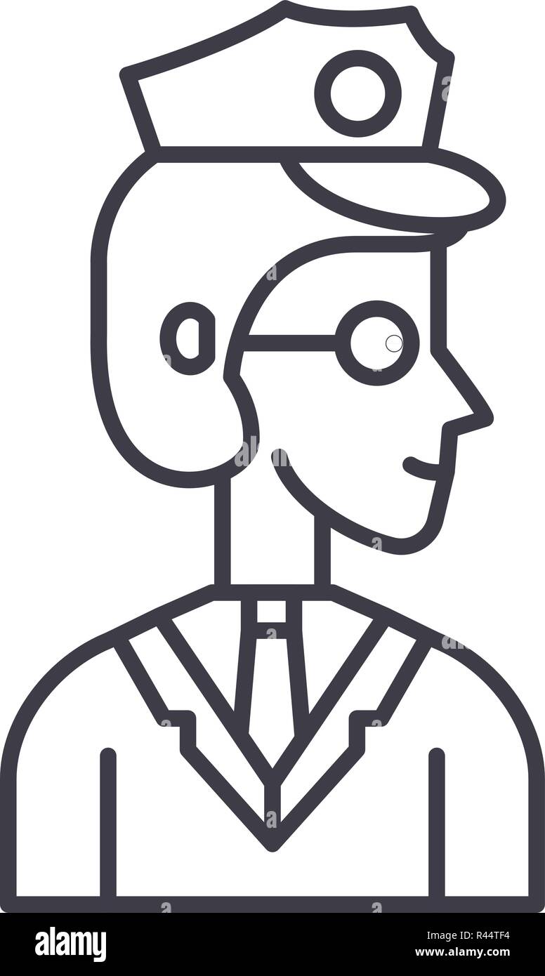 Officer line icon concept. Officer vector linear illustration, symbol ...