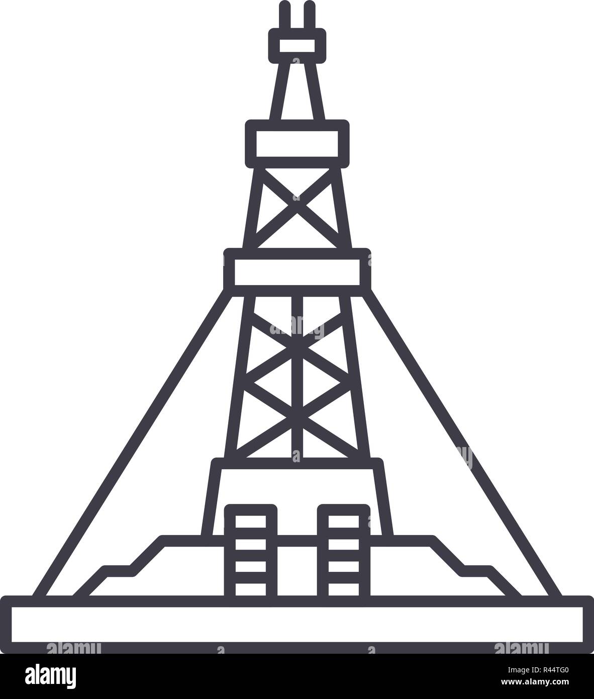 Oil production platform line icon concept. Oil production platform ...