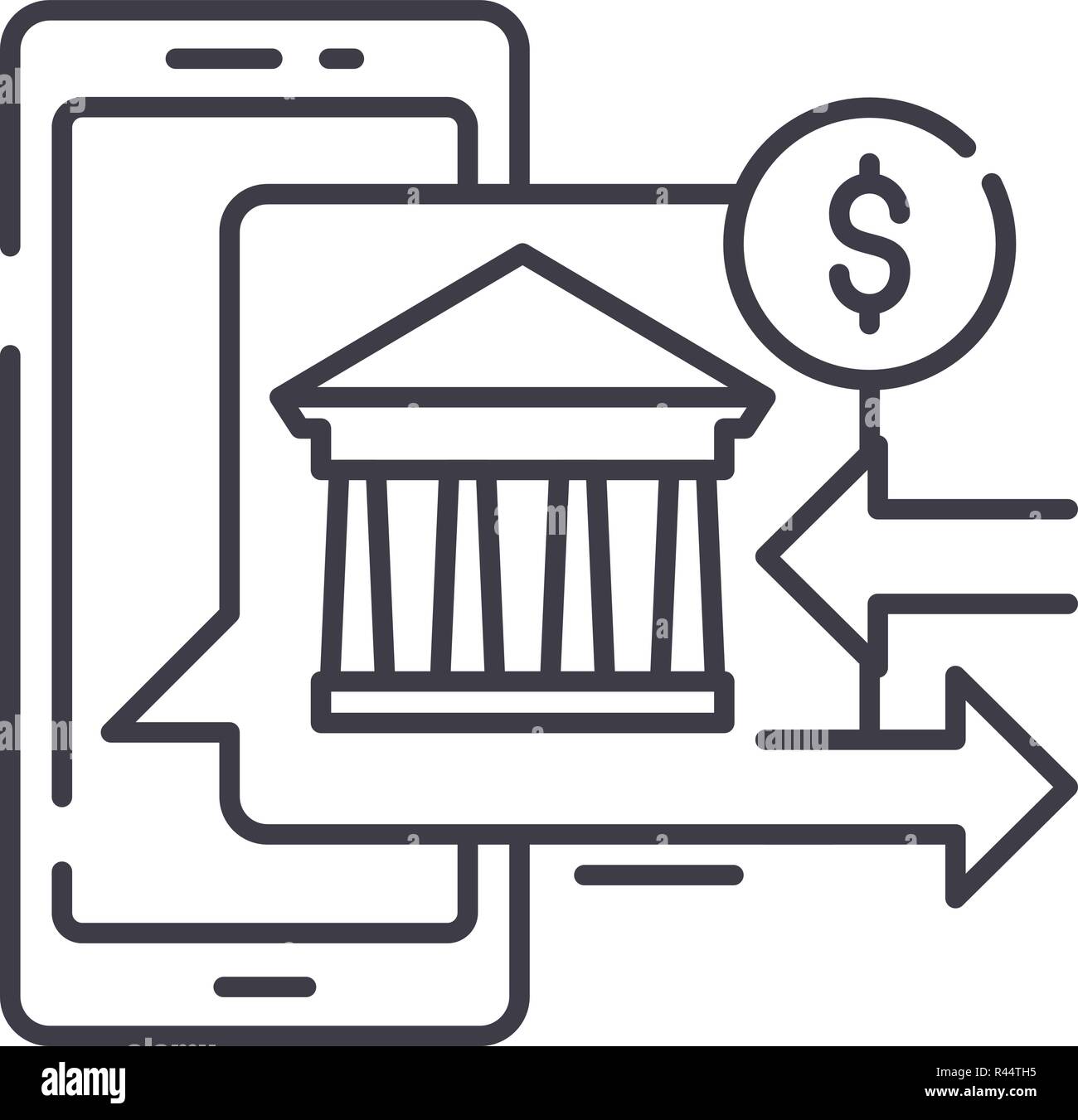 Online banking line icon concept. Online banking vector linear ...