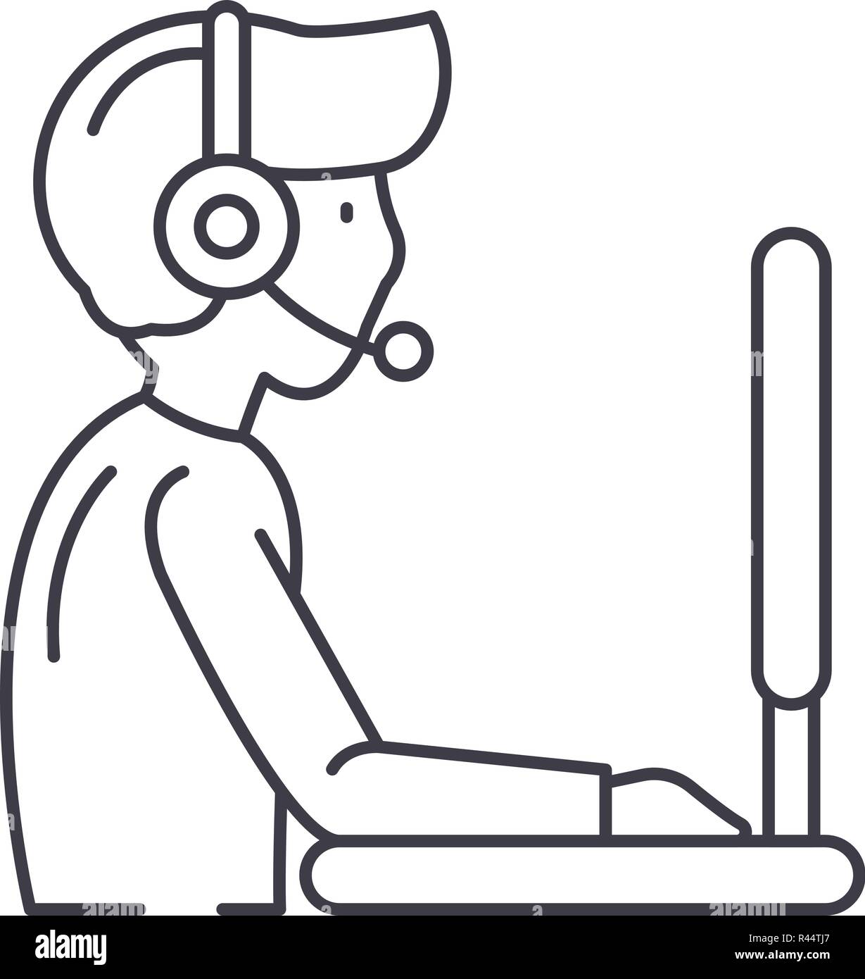 Online coach line icon concept. Online coach vector linear illustration ...