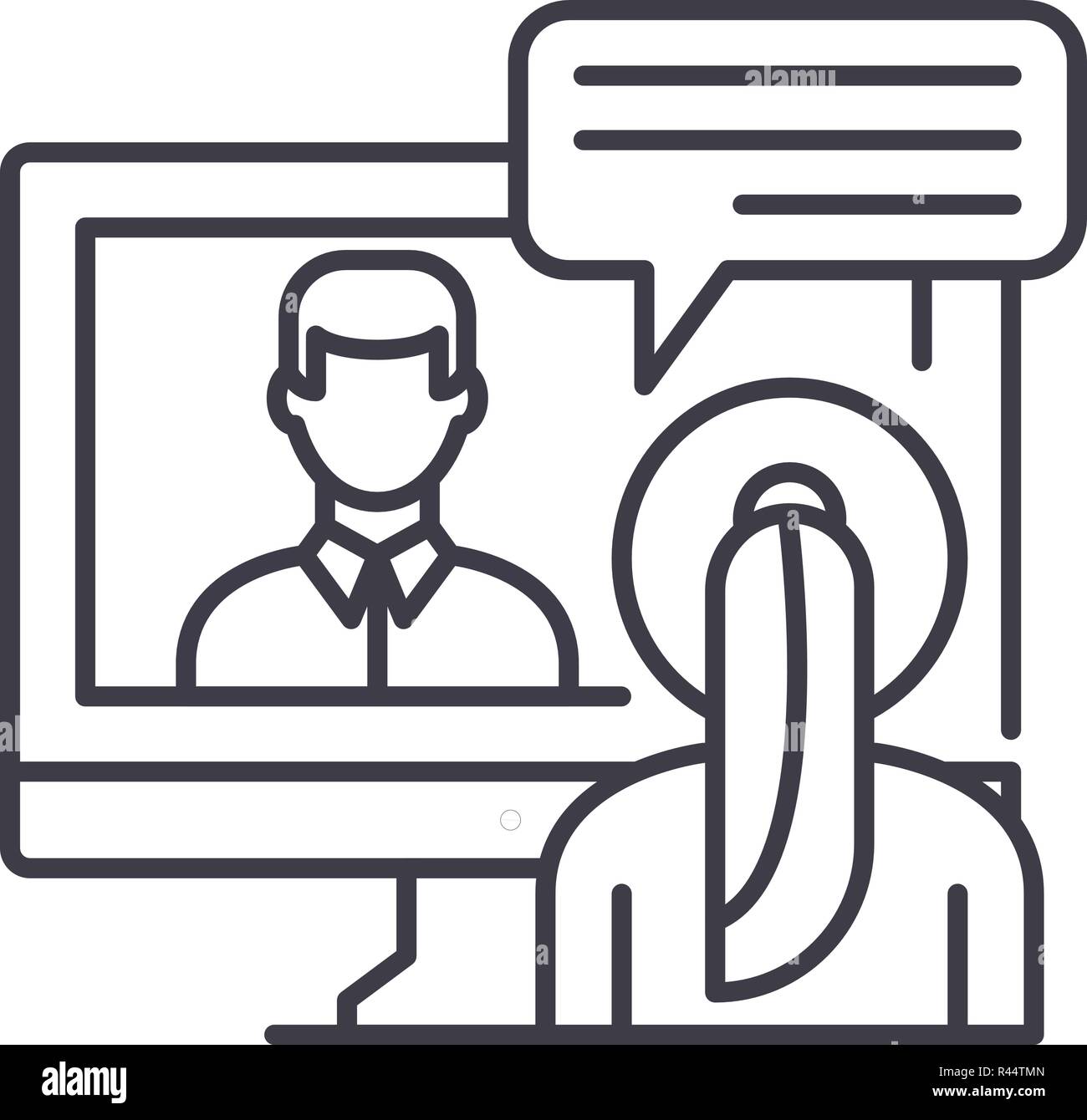 Online negotiations line icon concept. Online negotiations vector ...