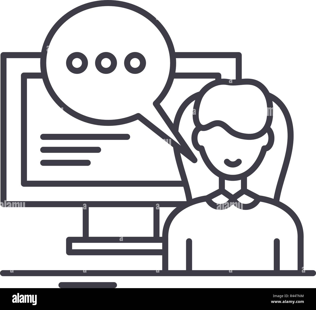 Online trainer line icon concept. Online trainer vector linear ...