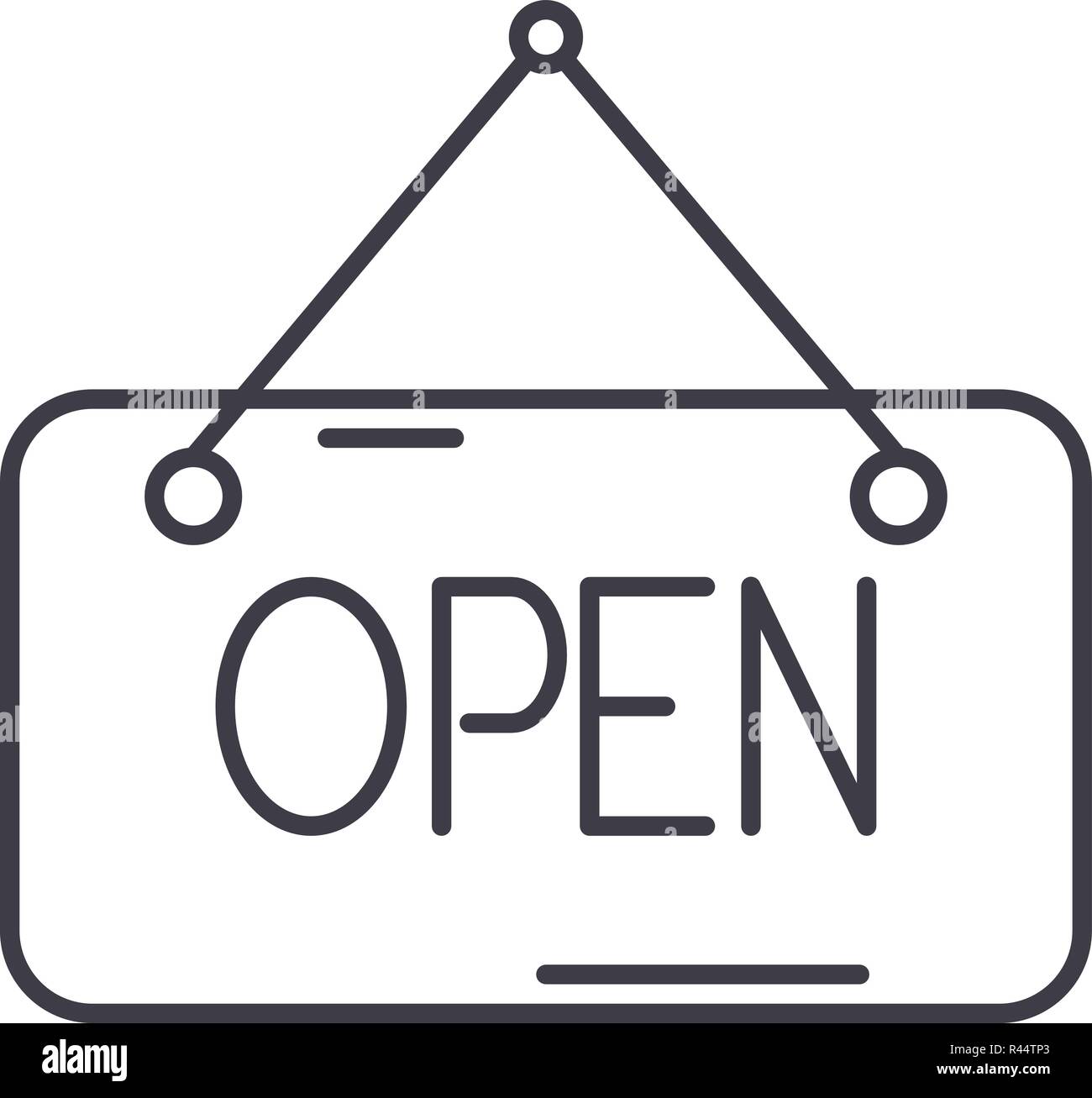 Open inscription line icon concept. Open inscription vector linear ...