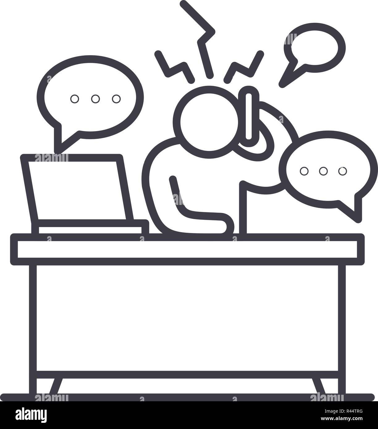 Overwork at work line icon concept. Overwork at work vector linear ...