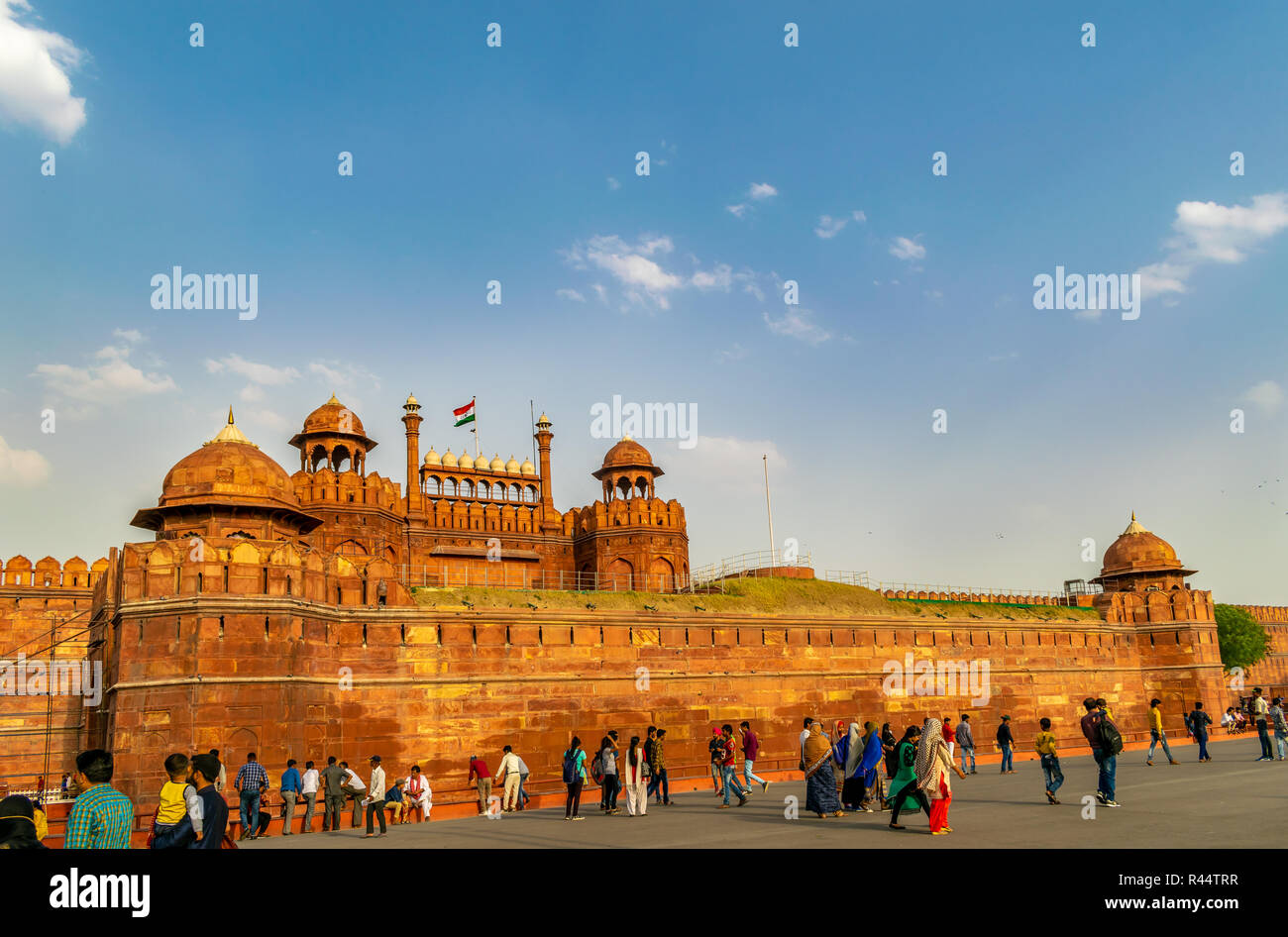 Red Fort with the Indian flag - a front view Stock Photo - Alamy