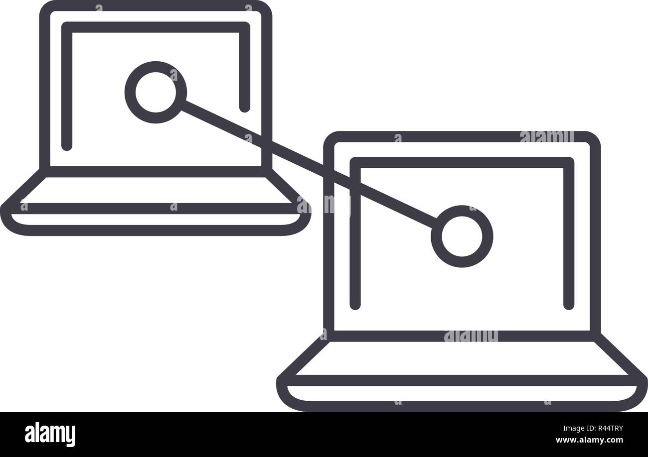P2p communication line icon concept. P2p communication vector linear ...