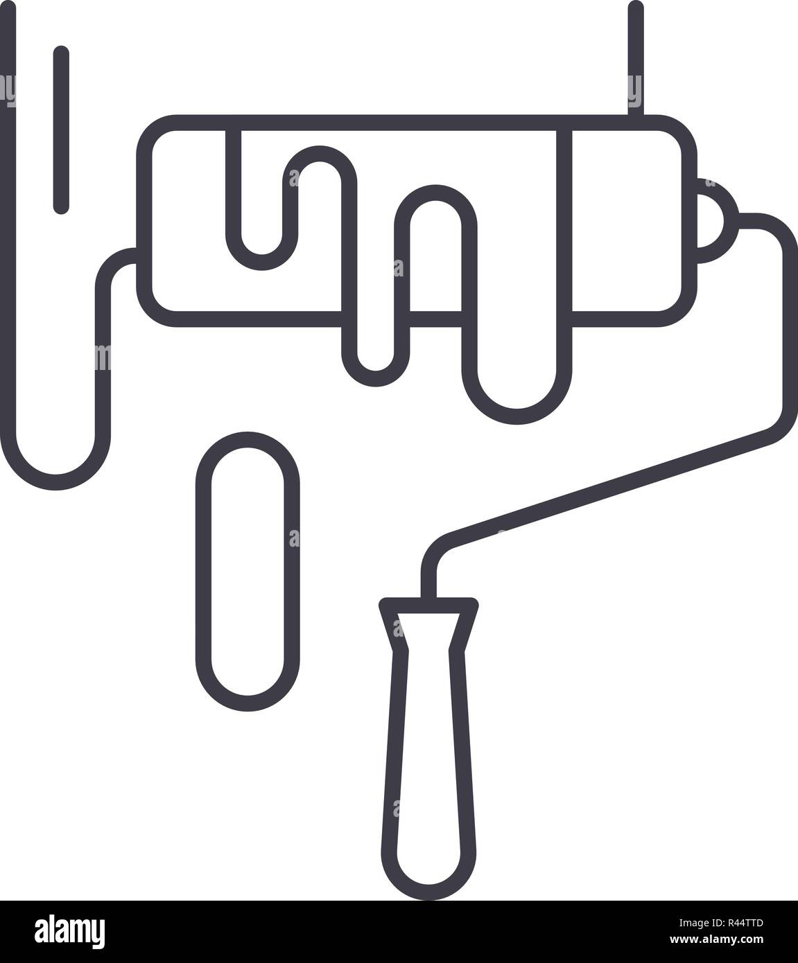 Painting works line icon concept. Painting works vector linear ...