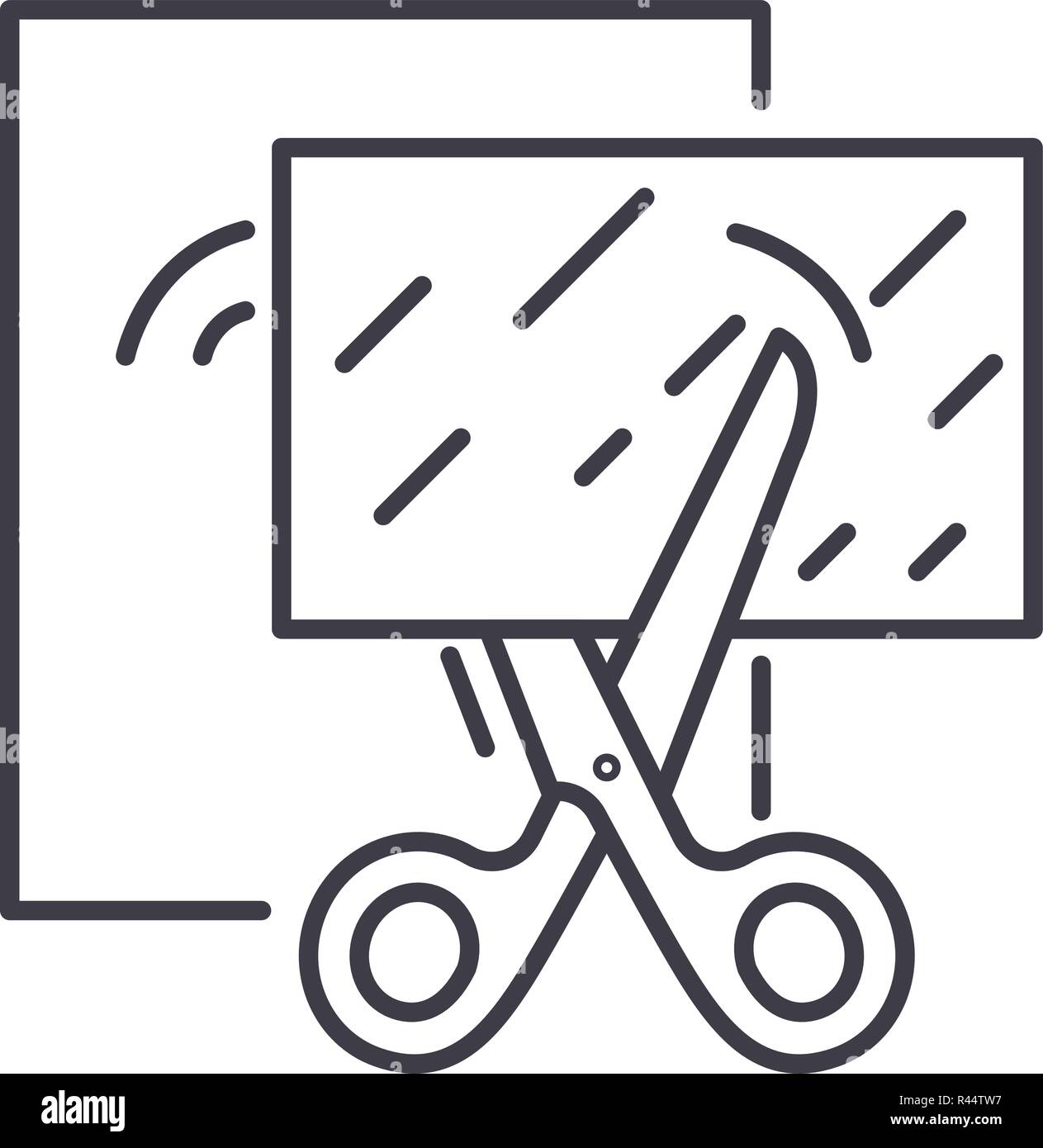 Paper cutting line icon concept. Paper cutting vector linear ...