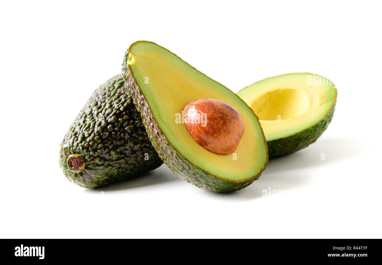 Fresh avocado. Sliced avocado fruit isolated on white background Stock ...