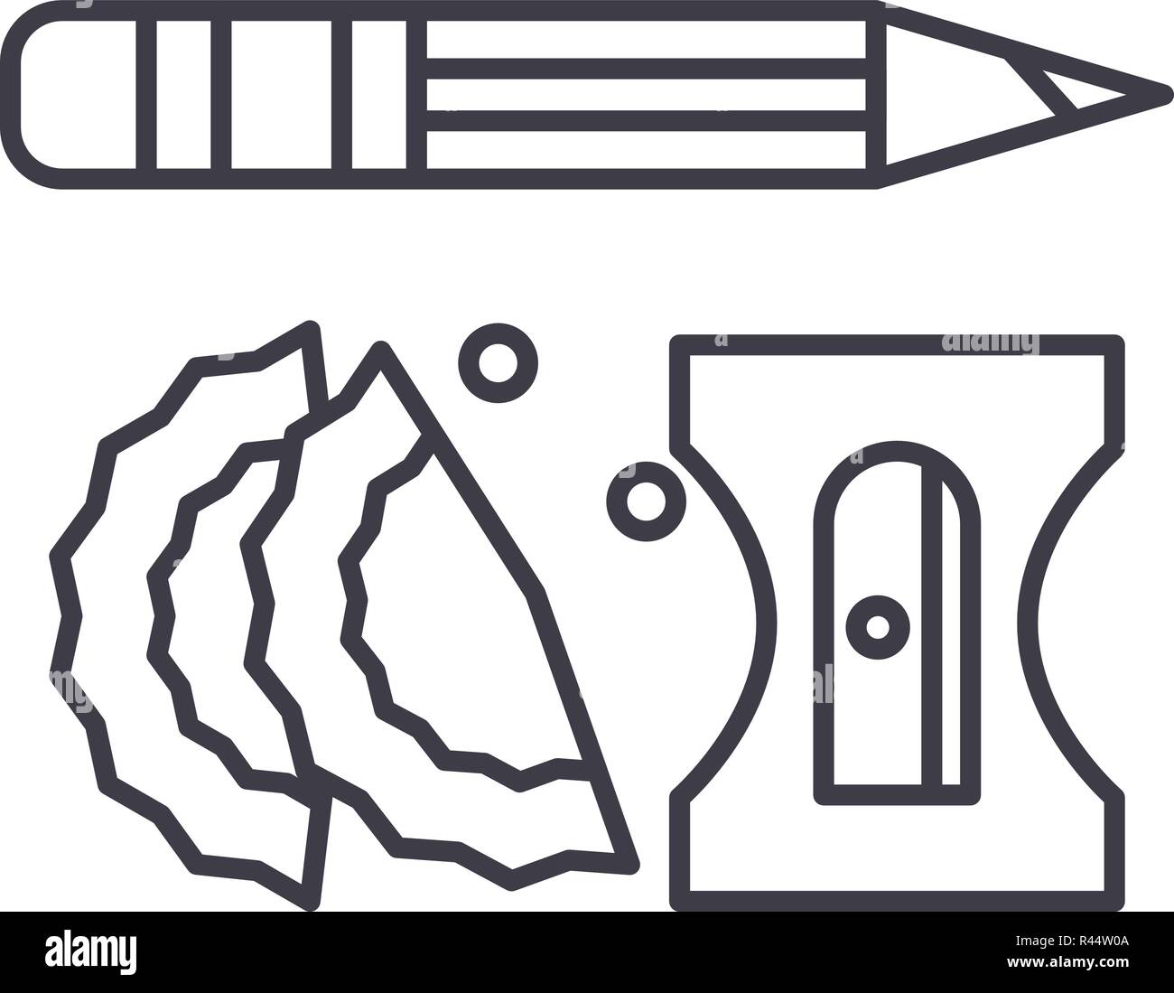 Pencil and sharpener line icon concept. Pencil and sharpener vector ...
