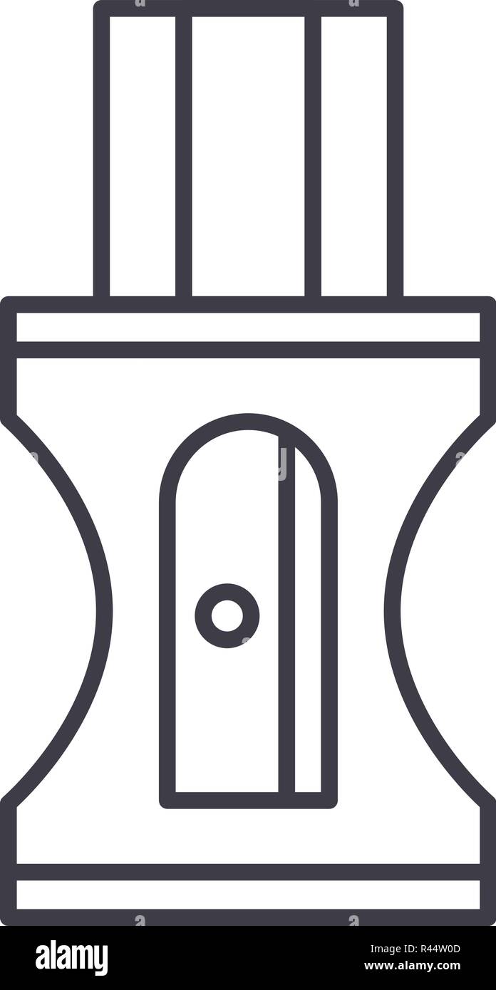 Pencil sharpener line icon concept. Pencil sharpener vector linear ...