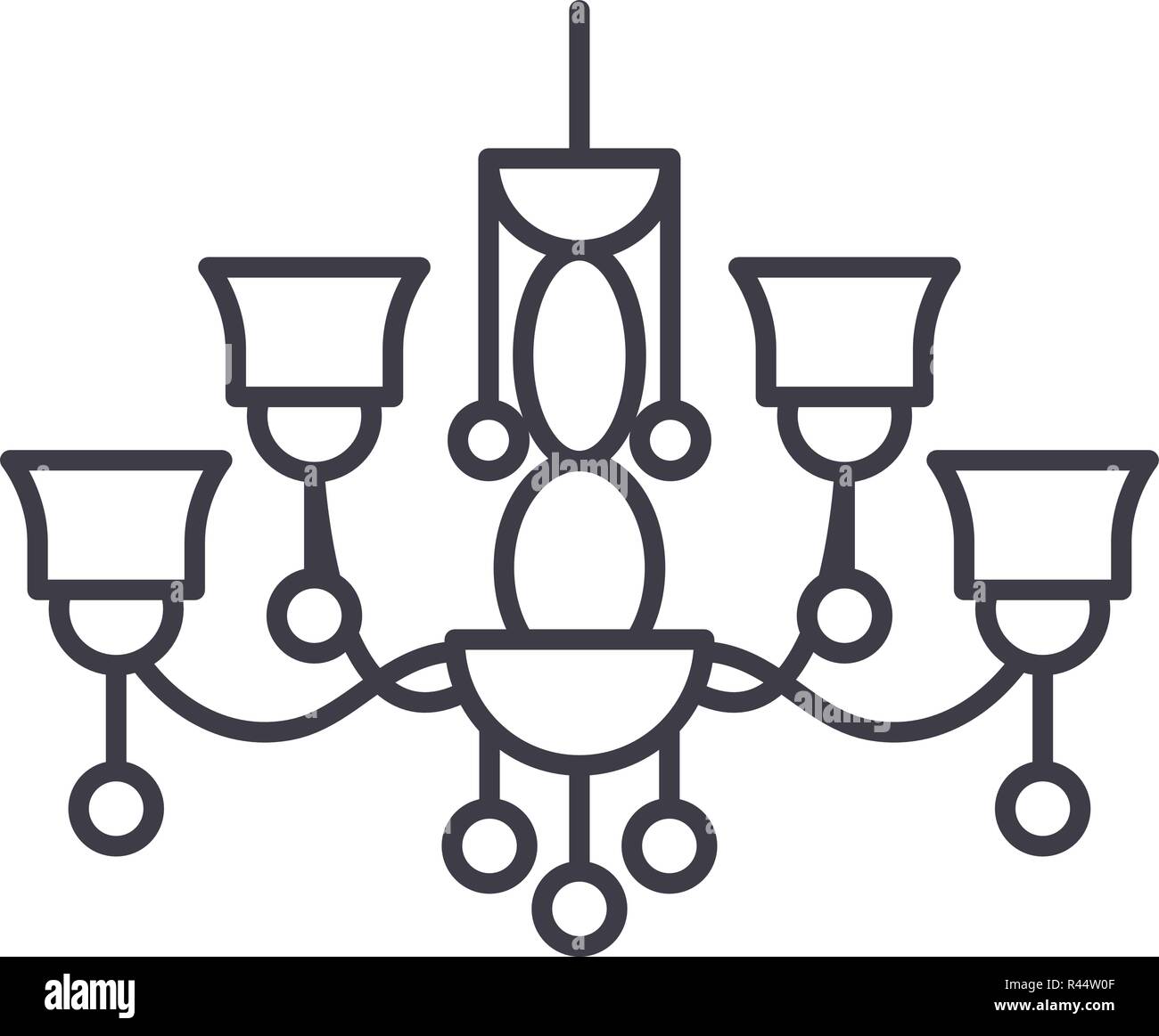Pendant lamp line icon concept. Pendant lamp vector linear illustration ...