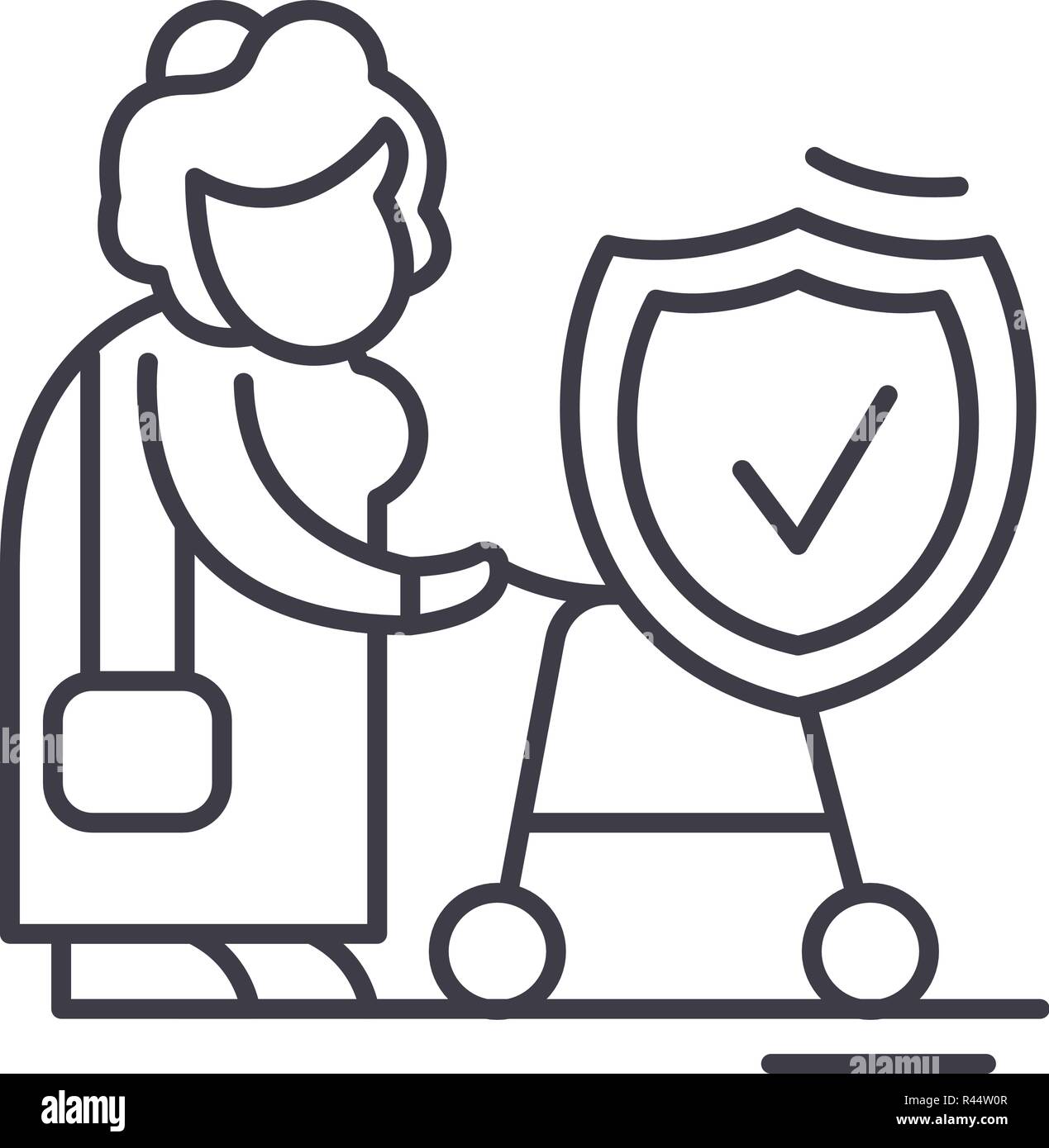 Pension fund line icon concept. Pension fund vector linear illustration ...