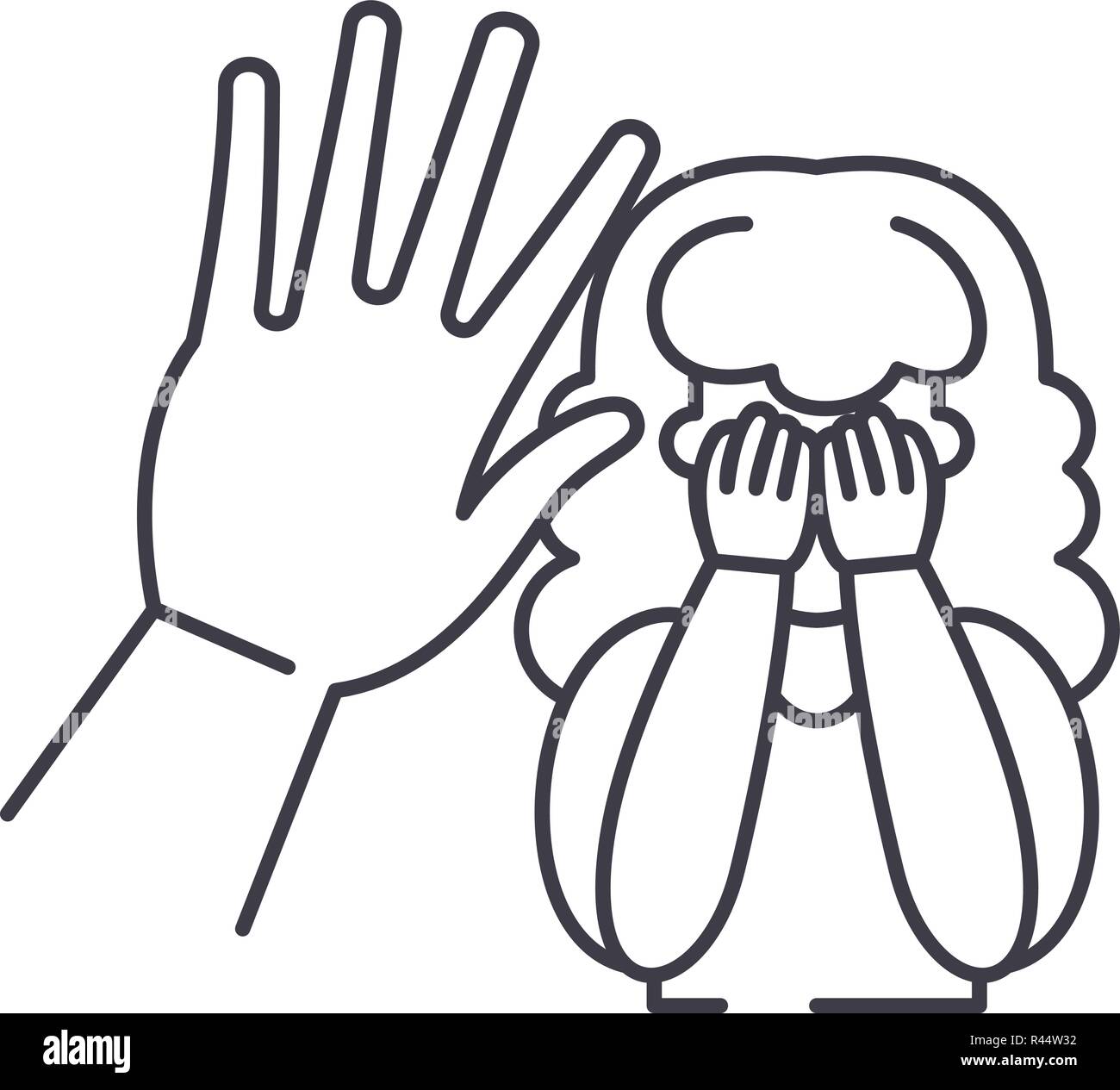 Physical aggression line icon concept. Physical aggression vector ...