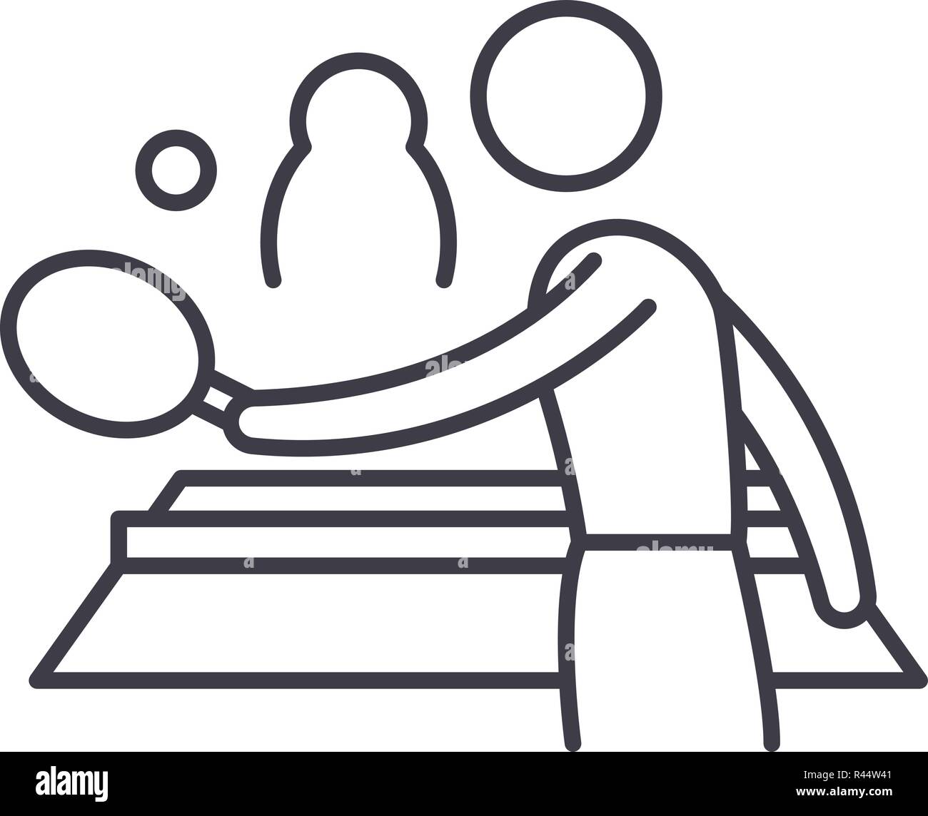 Ping pong play line icon concept. Ping pong play vector linear ...