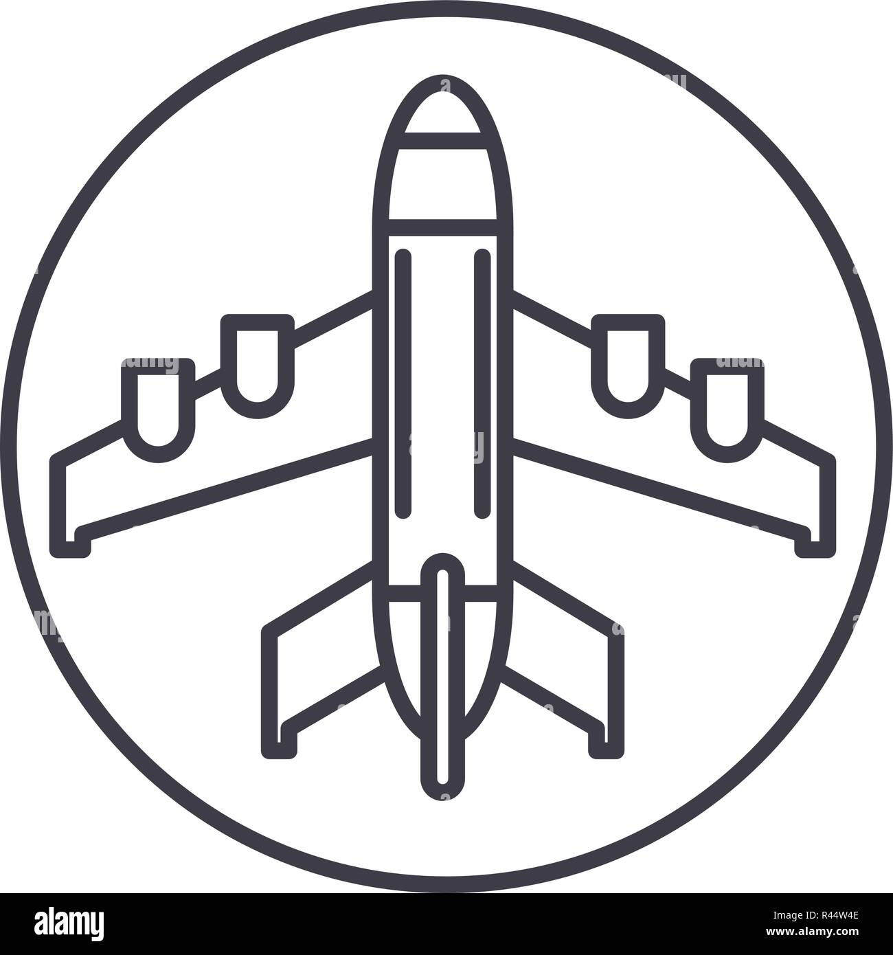Plane landing line icon concept. Plane landing vector linear ...