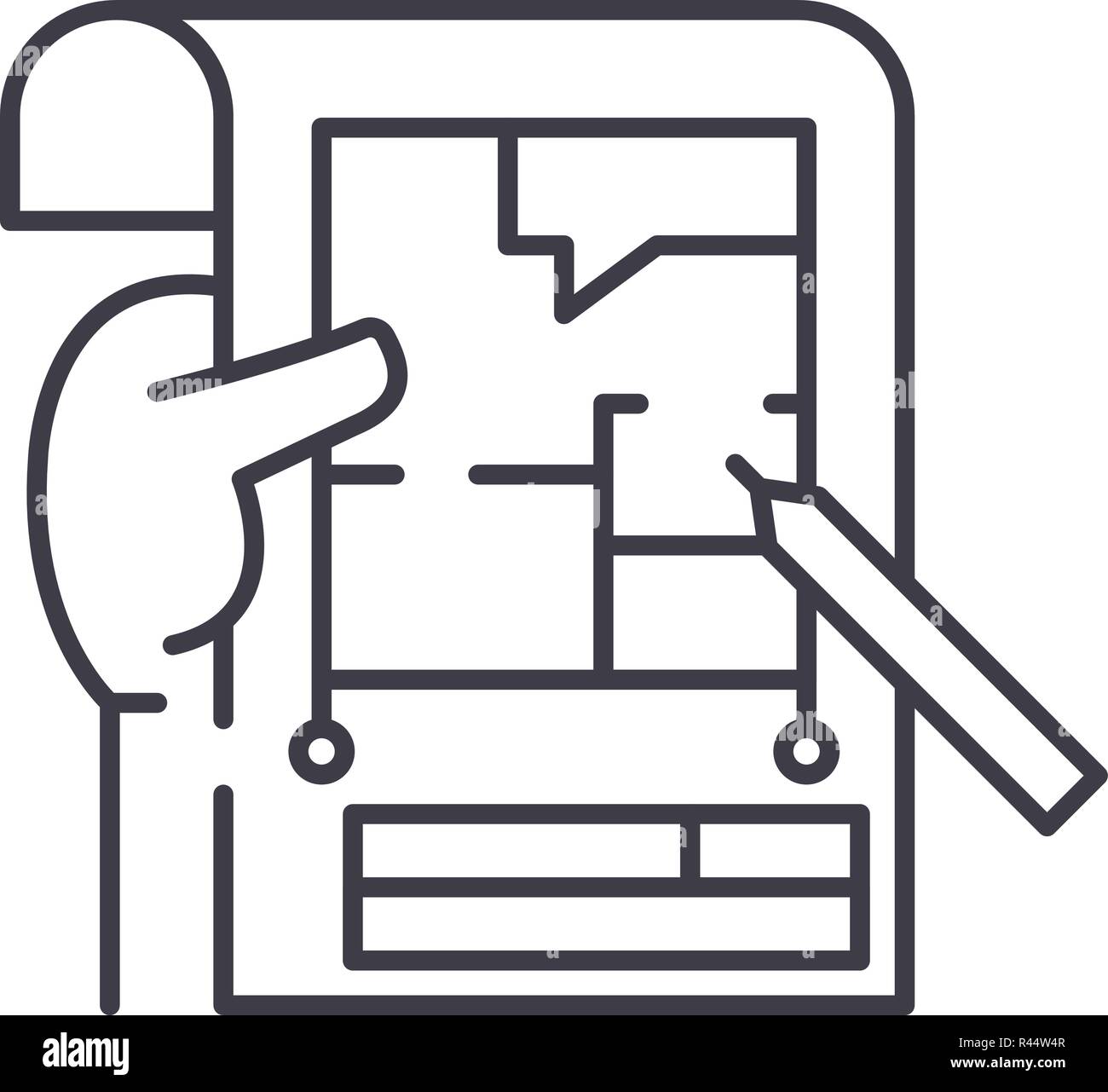 Planning line icon concept. Planning vector linear illustration, symbol ...
