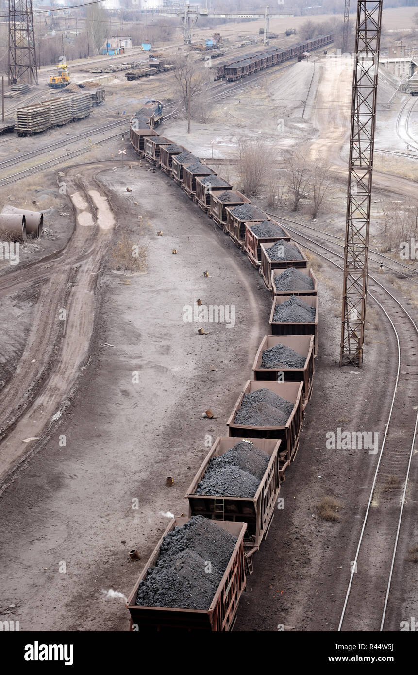 Freight train transporting sinter for steel mill Stock Photo - Alamy