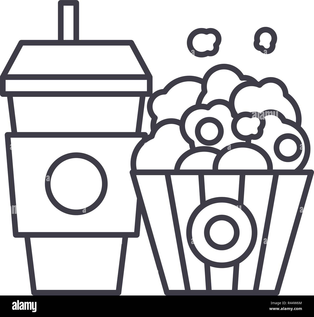 Popcorn and cola line icon concept. Popcorn and cola vector linear ...
