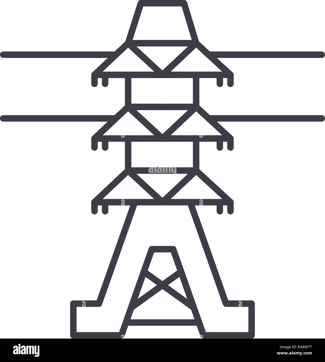Power lines line icon concept. Power lines vector linear illustration ...