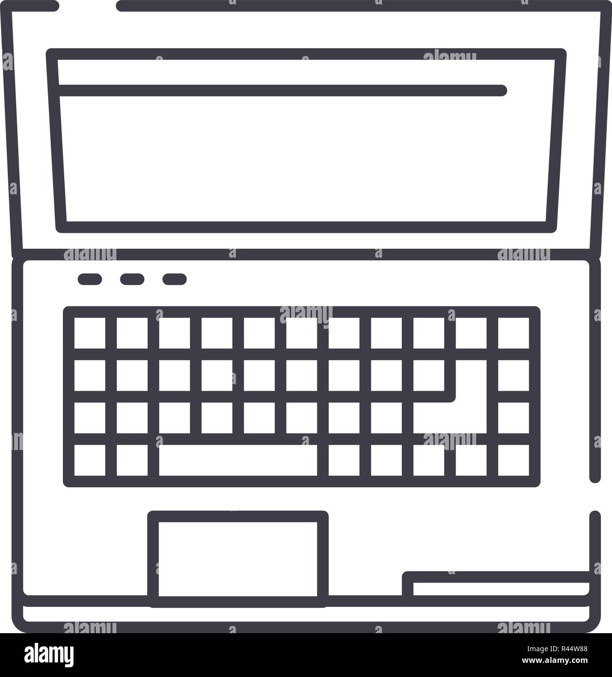 Powerful laptop line icon concept. Powerful laptop vector linear ...