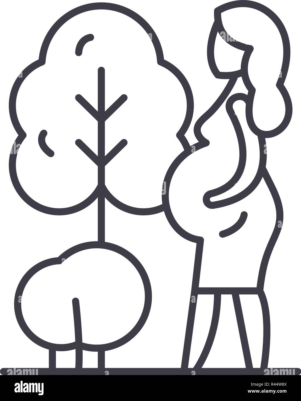 Pregnant woman line icon concept. Pregnant woman vector linear ...