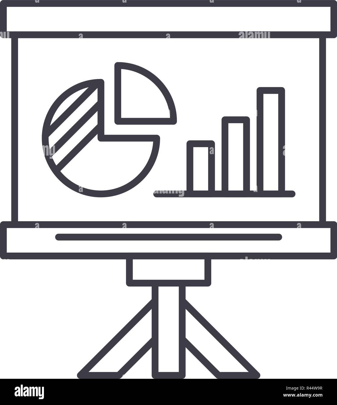 Presentation board line icon concept. Presentation board vector linear ...
