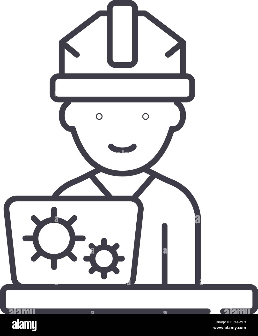 Production engineer line icon concept. Production engineer vector ...